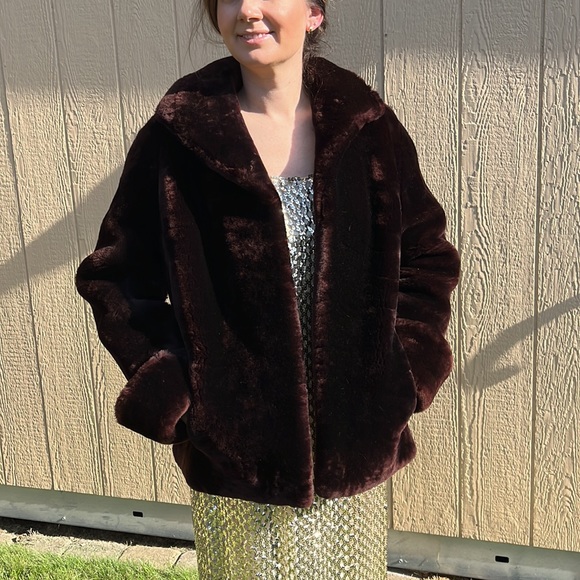 Vintage | Jackets & Coats | Exquisite Vintage Real Fur Brown Cuffed ...